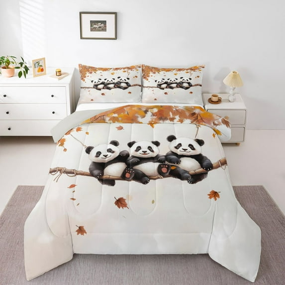 Castle Fairy Animal Panda Queen Comforter Set,Fall Tree Branches ...