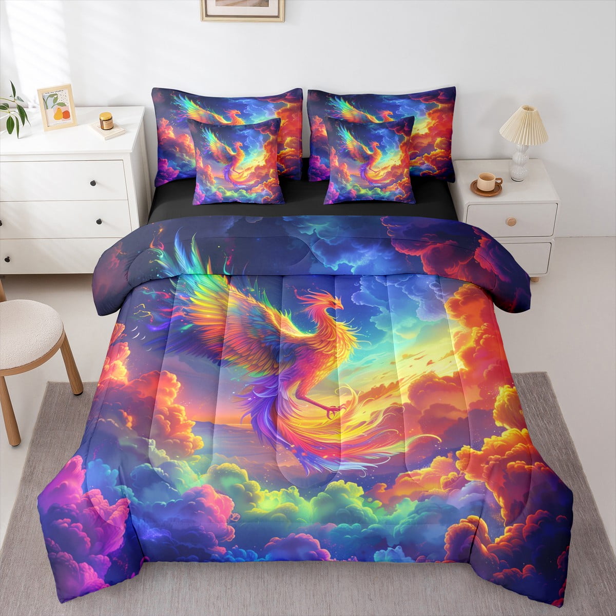 Castle Fairy Animal Phoenix Bedding Comforter Set,Chinese Mythology ...