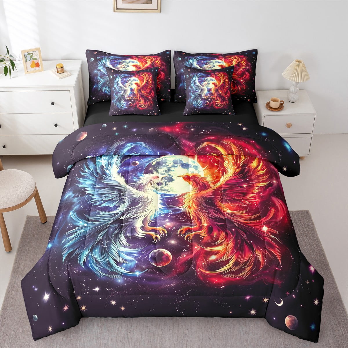 Castle Fairy Animal Phoenix Bedding Comforter Set,Chinese Mythology ...