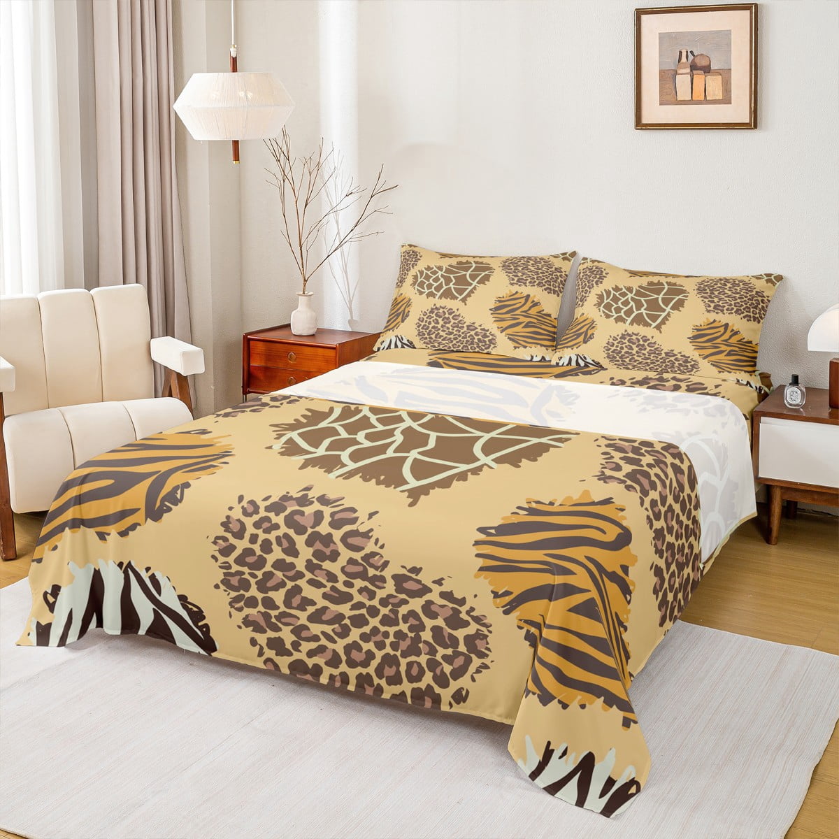 Castle Fairy Animal Print 4-Piece Full Size Sheets for Teens,Love Heart ...