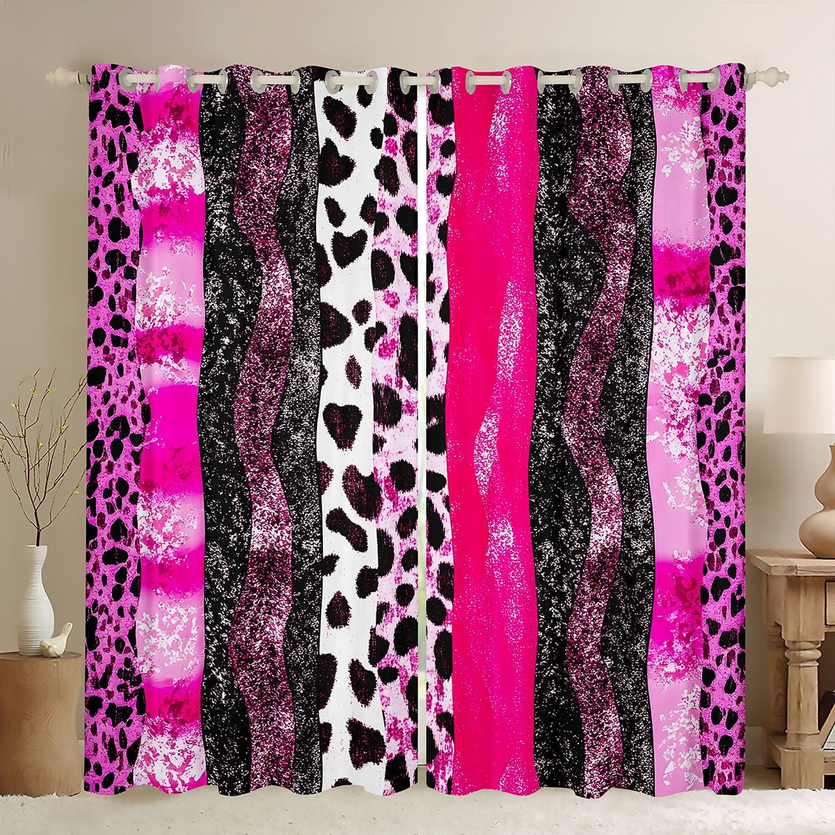 Castle Fairy Animal Print Black Out Curtains,Stripes Curtains Pack of 2 ...