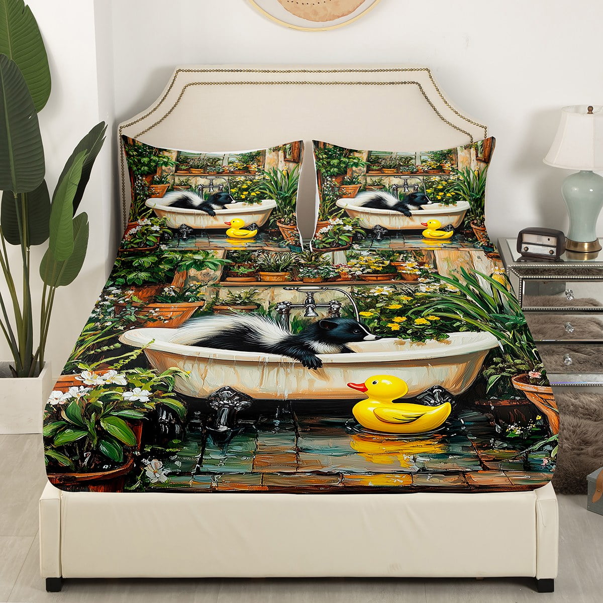 Castle Fairy Animal Skunk 4-Piece Full Size Sheets,Yellow Duck Bed ...