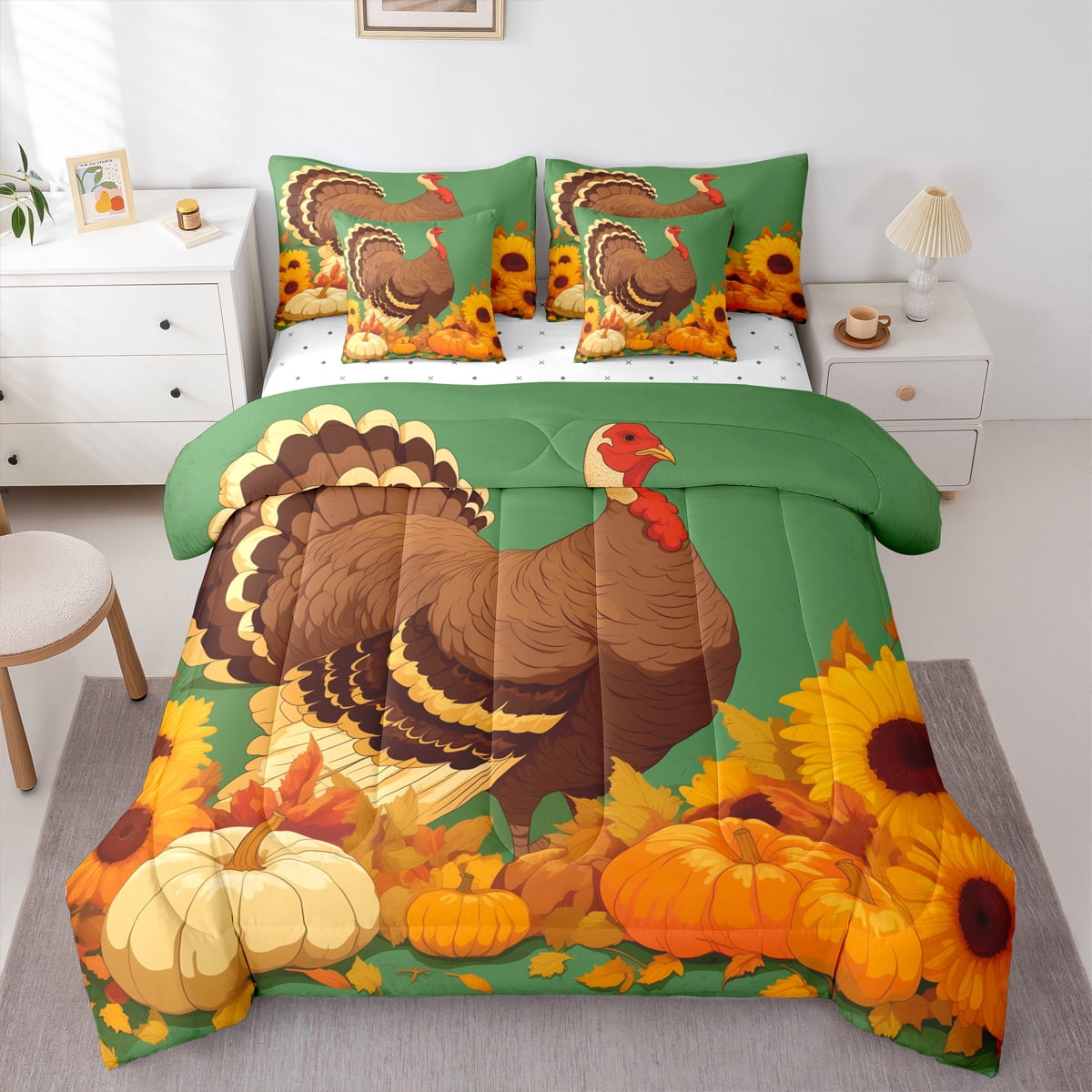 Castle Fairy Animal Turkey 7-Piece Bedding Comforter Set for Teenagers ...