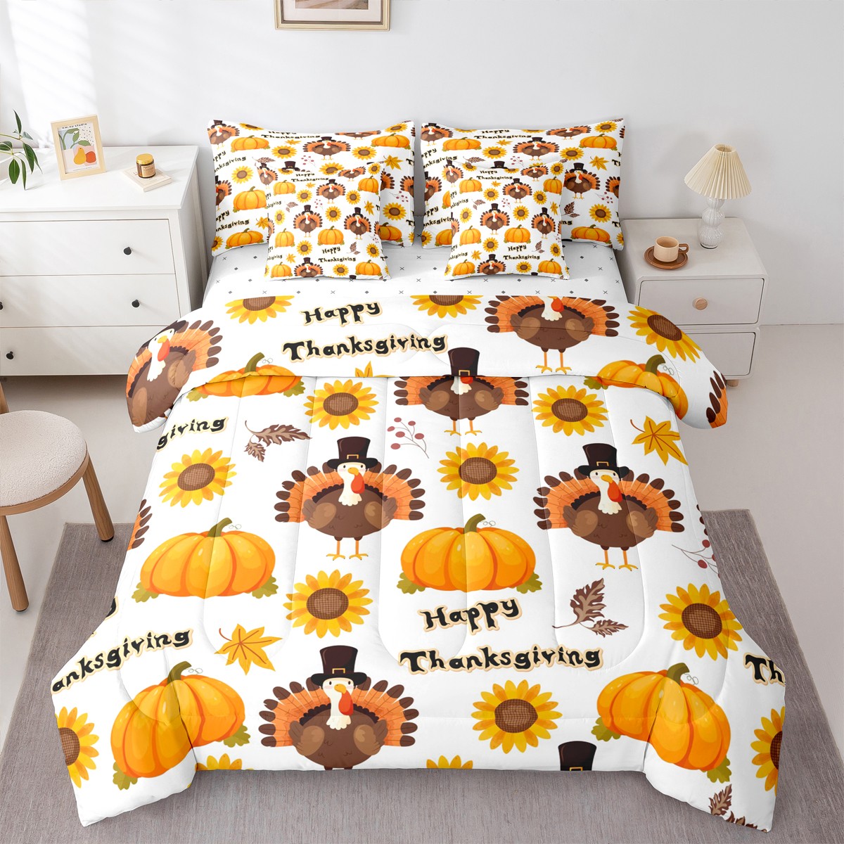 Castle Fairy Animal Turkey 7Pcs Bedding Comforter Set for Kids Teens ...