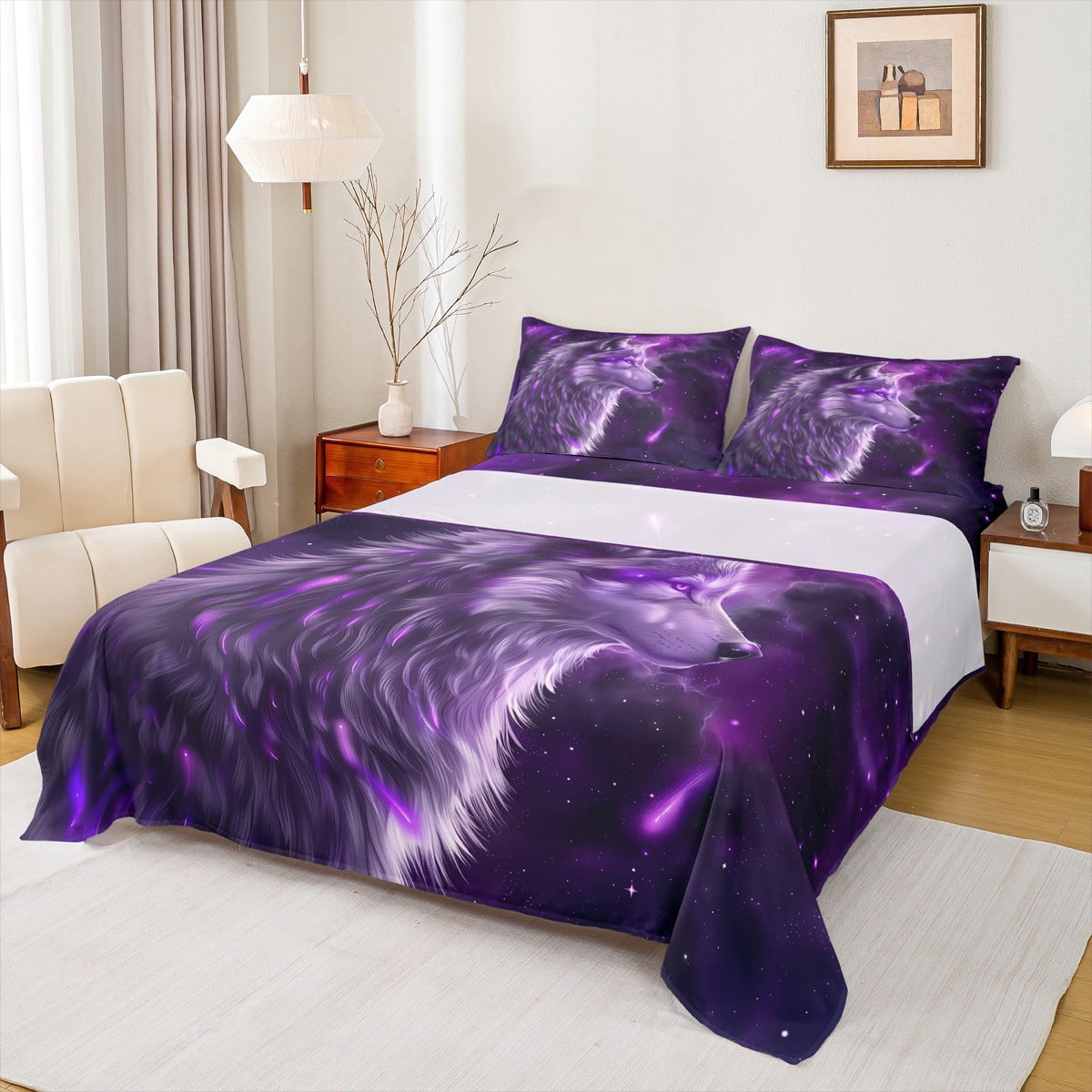 Castle Fairy Animal Wolf 4 Pieces Queen Sheet Sets for Teens Women Men ...