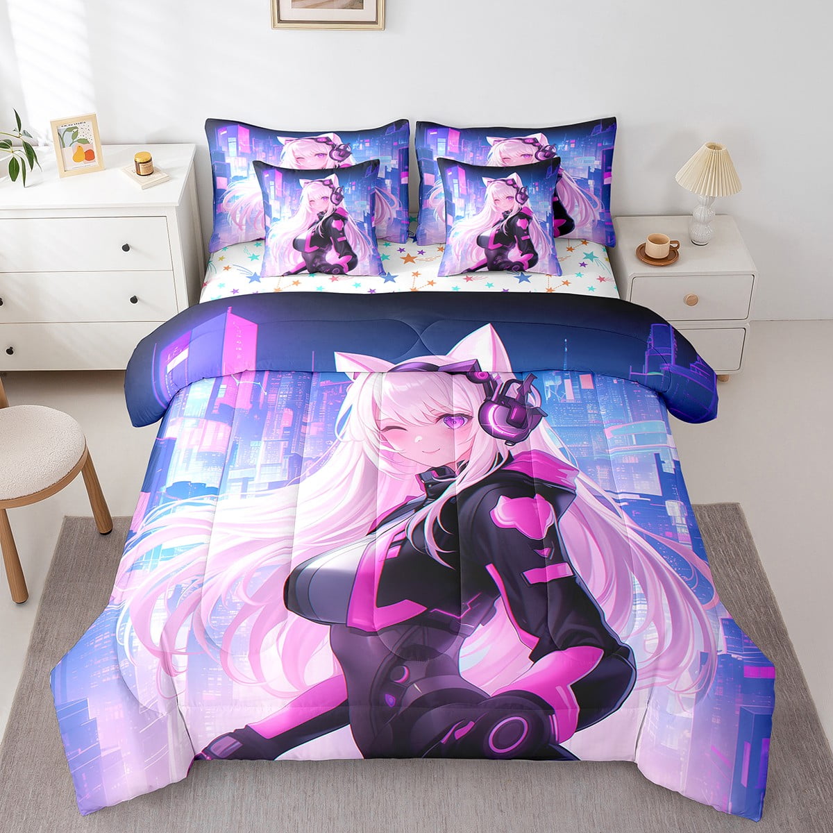 Castle Fairy Anime Girl 7-Piece Bedding Comforter Set,Japanese ...