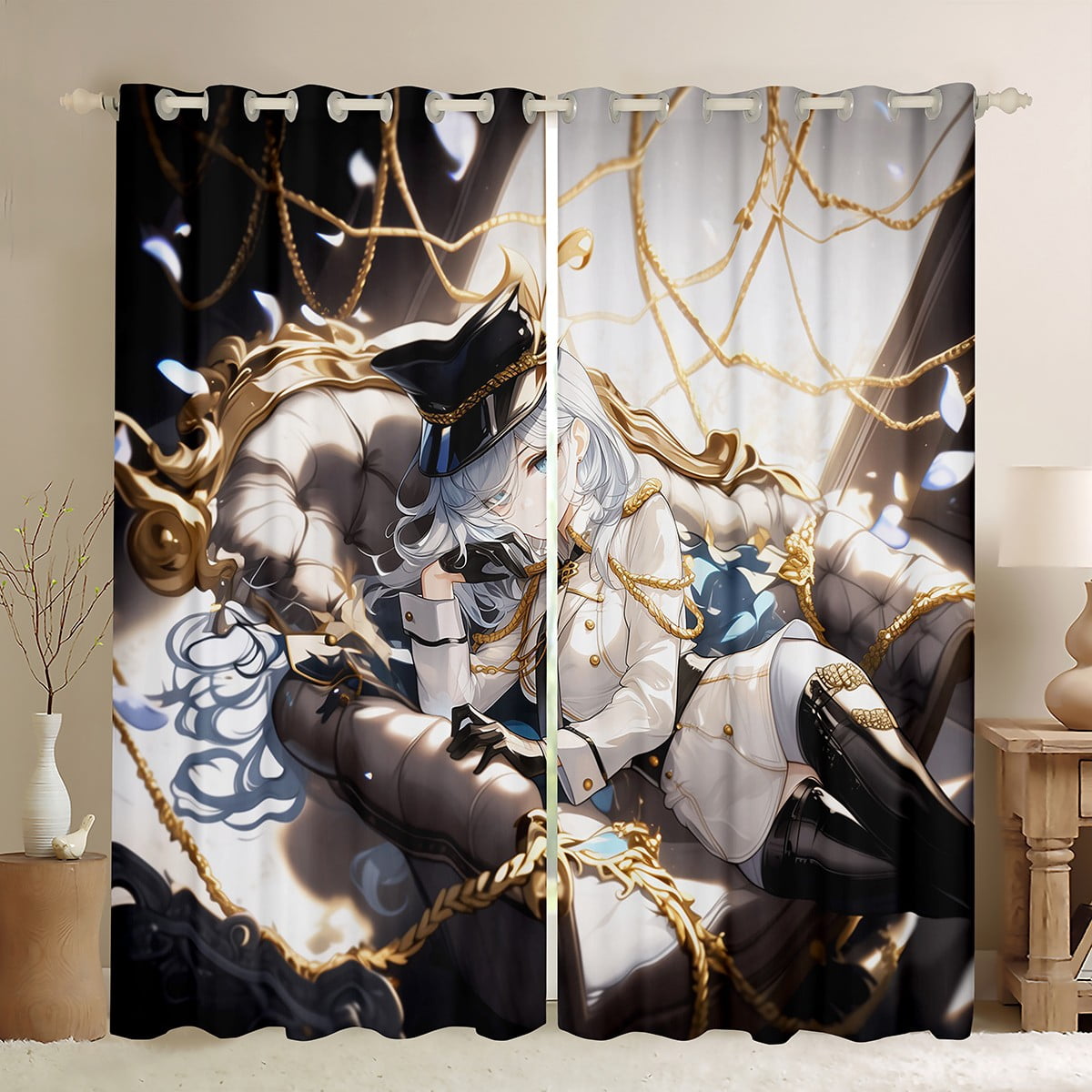 Castle Fairy Anime Girl Black Out Curtains,Japanese Animation Curtains ...