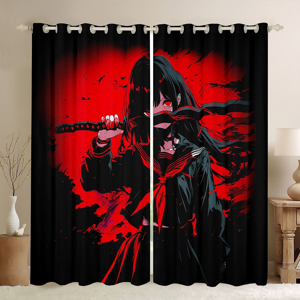 Castle Fairy Anime Girl Blackout Curtains,Japanese Animation Curtains ...