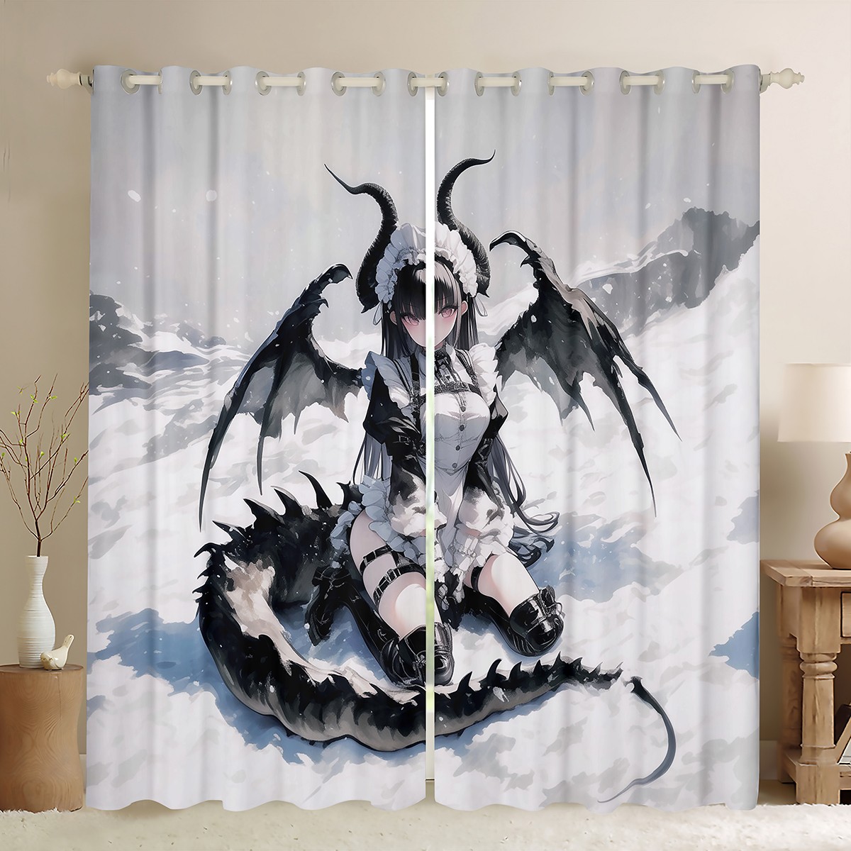 Castle Fairy Anime Girl Blackout Curtains Set of 2 (38x54 Each),Magical ...