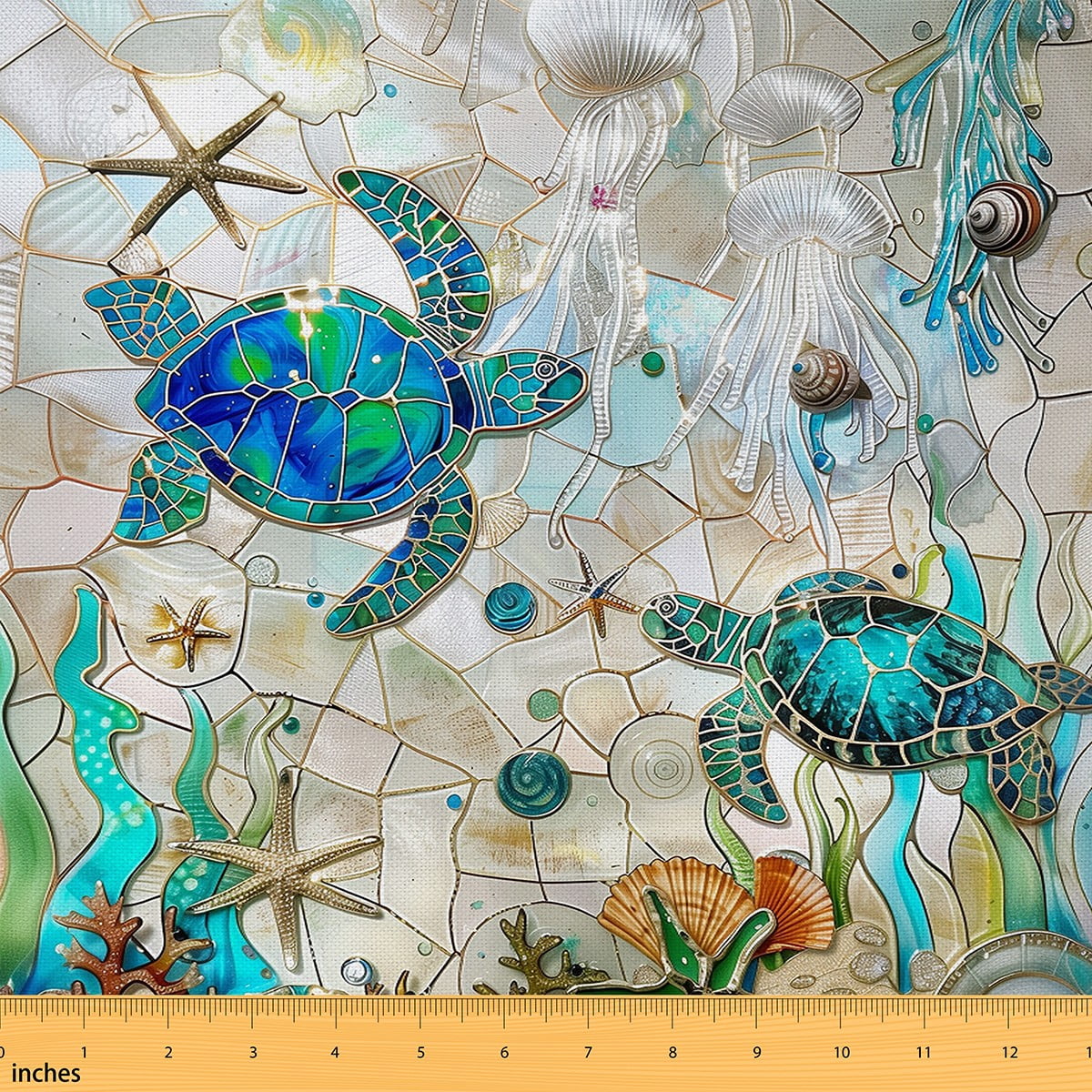 Castle Fairy Aqua Blue Sea Turtle Fabric by the Yard 10 Yards, Ocean ...