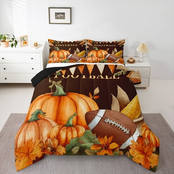 Castle Fairy Autumn Pumpkin 3-Piece Full Size Comforter Sets for Teens ...