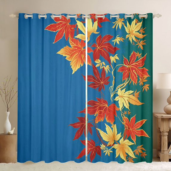 Castle Fairy Autumn Tree Leaves Blackout Curtains Set of 2 (52x84 Each ...