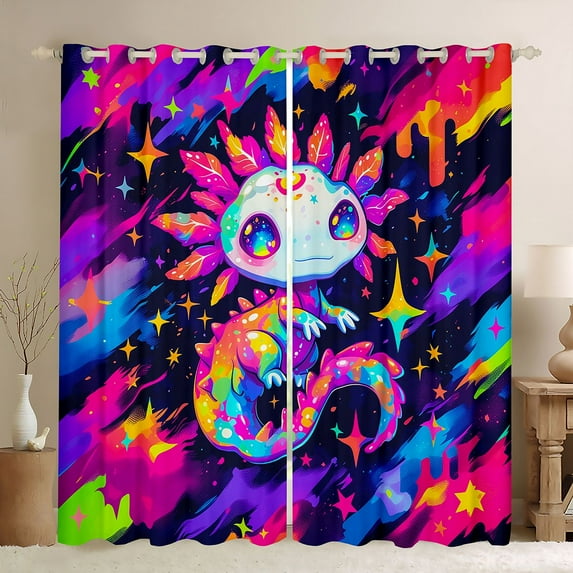 Castle Fairy Axolotl Blackout Curtains Set of 2 (52x84 Each),Galaxy ...
