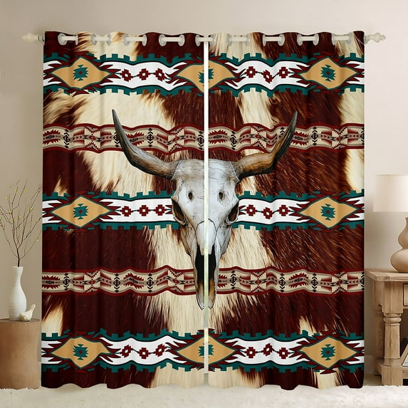 Castle Fairy Aztec Curtains Pack of 2 (42x84 Each),Farmhouse Cow Print ...