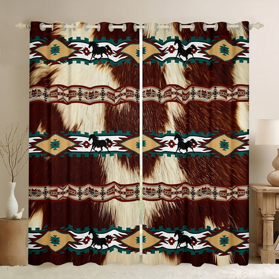 Castle Fairy Aztec Curtains Pack of 2 (42x84 Each),Farmhouse Cow Print ...