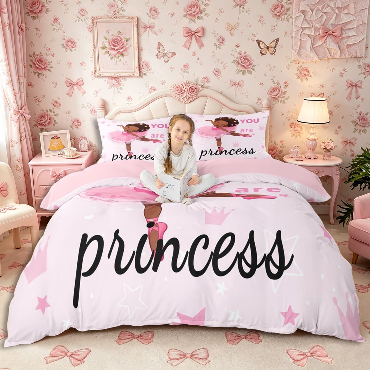 Castle Fairy Ballet Black Girl Duvet Cover Queen,Cartoon Princess Queen ...