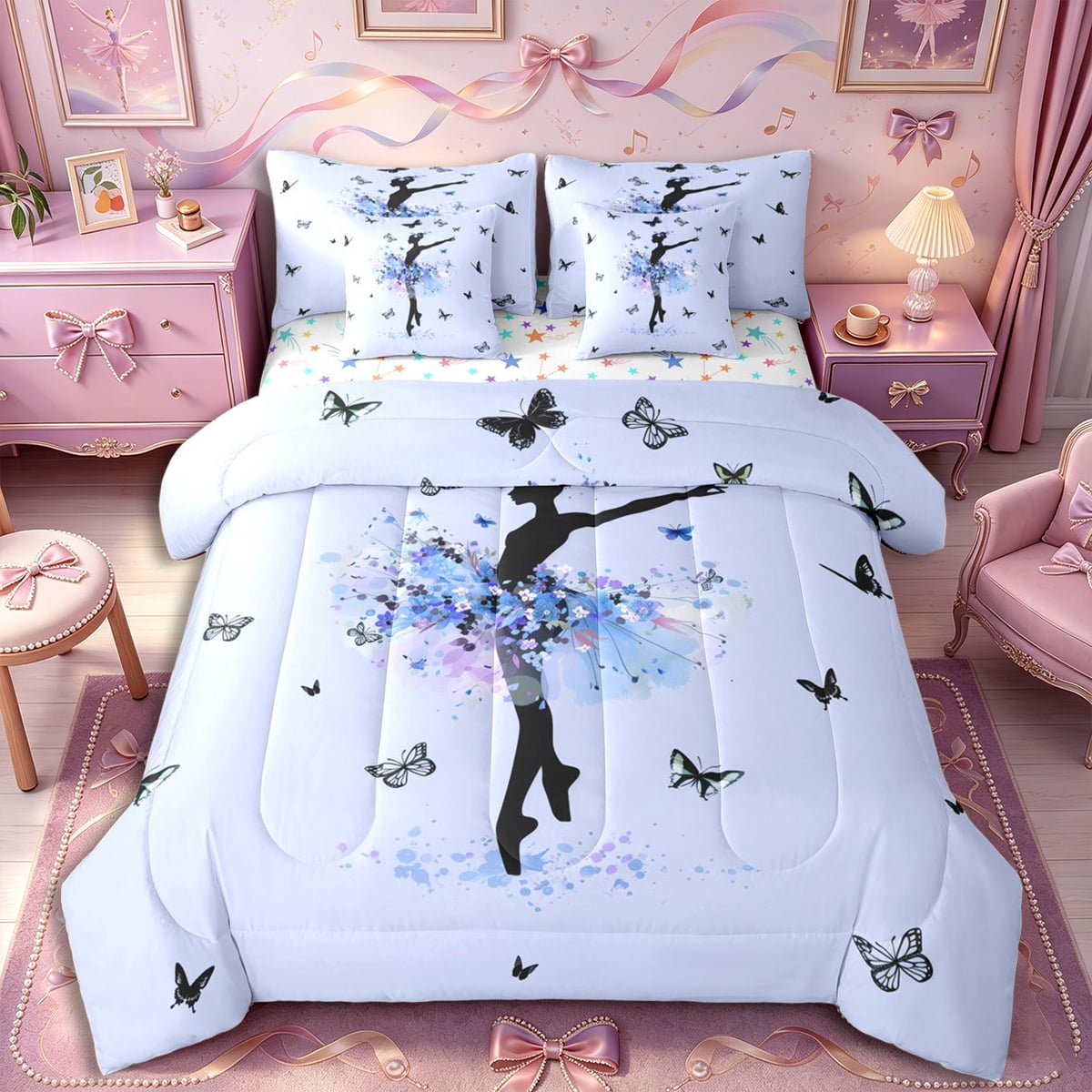 Castle Fairy Ballet Dance Full Size Bedding Sets 7 Pieces,Princess ...