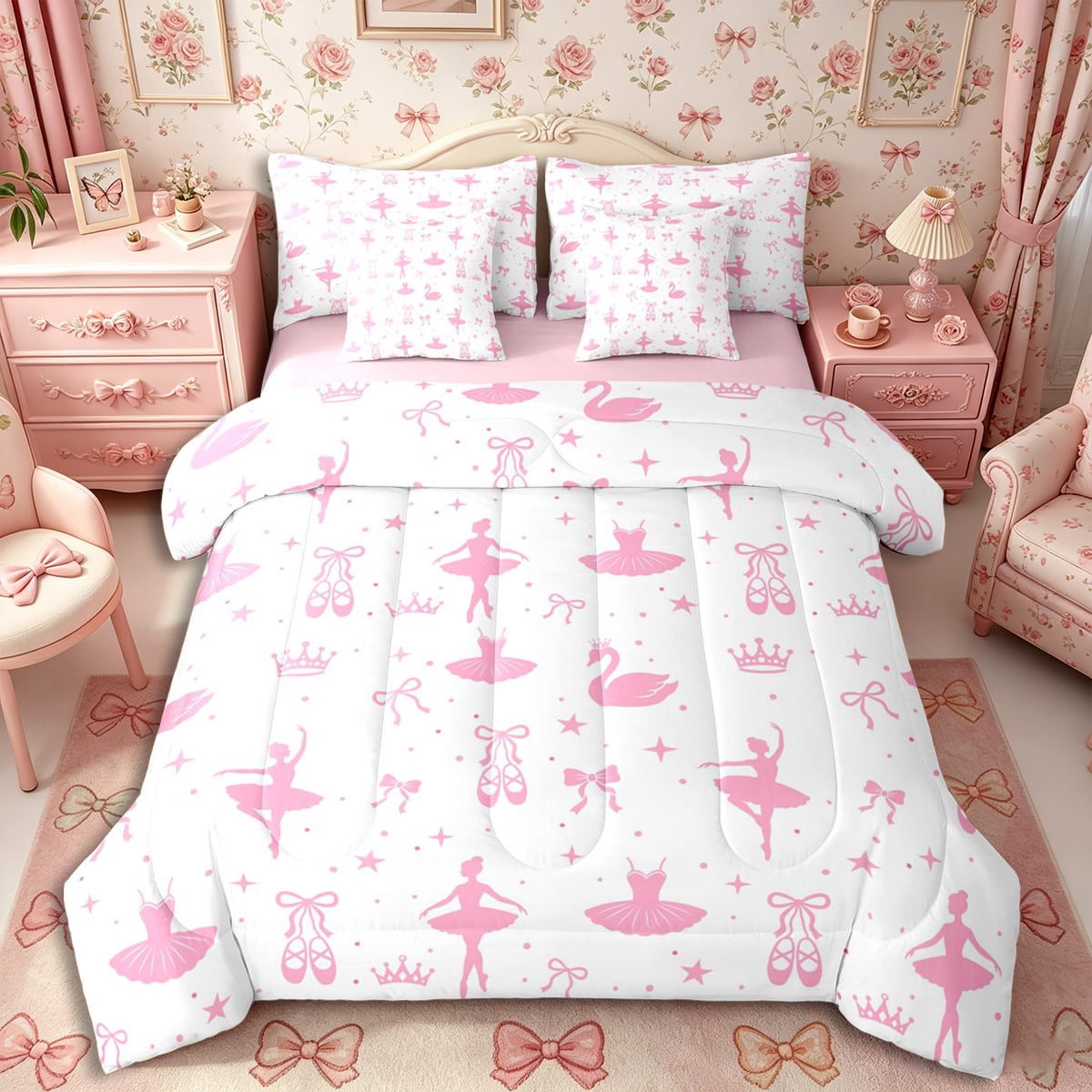 Castle Fairy Ballet Girl Full Size Bedding Sets 7 Pieces for Girls ...