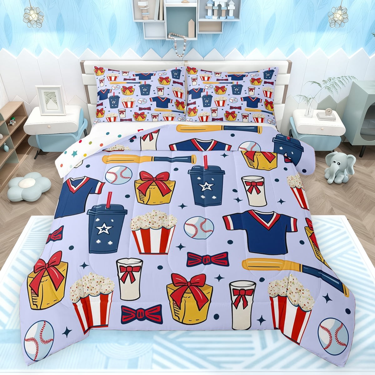 Castle Fairy Baseball Ball Game Bedding Comforter Set 2pcs for Children ...