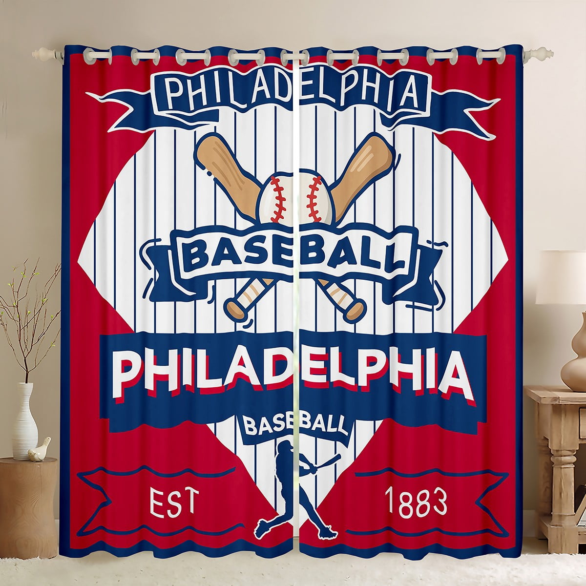 Castle Fairy Baseball Game Curtains Pack of 2 (42x84 Each),Ball Gamer ...