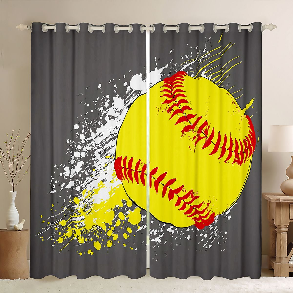 Castle Fairy Baseball Gamer Curtains Pack of 2 (42x84 Each),Graffiti ...