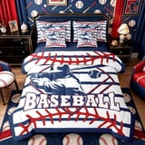 Castle Fairy Baseball Gamer Queen Bedding 7pcs, Sport Theme Stripes ...