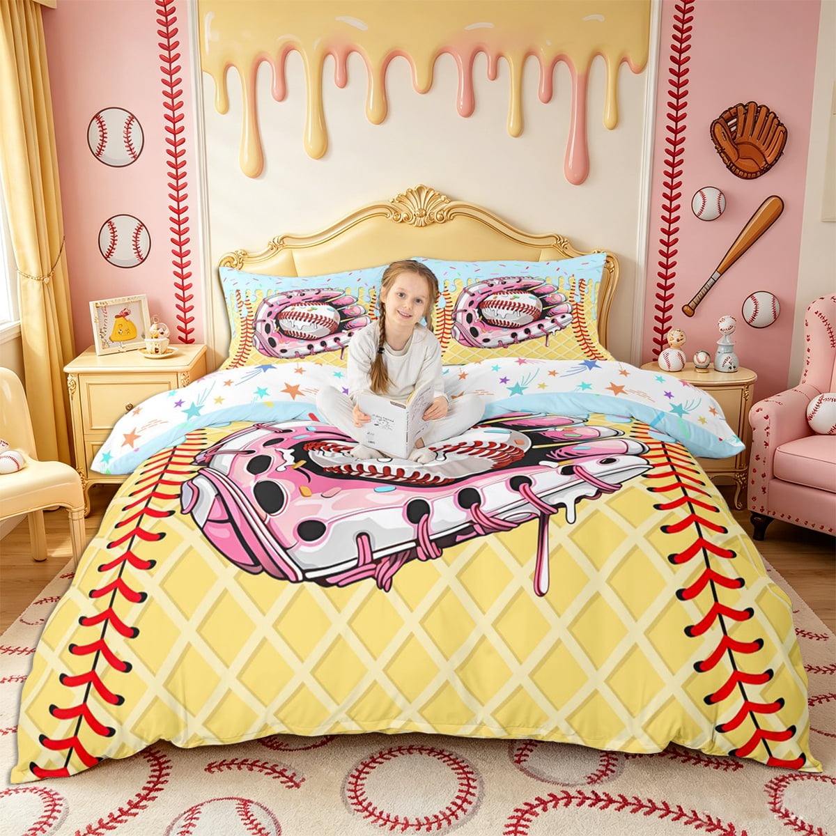 Castle Fairy Baseball Glove Print Duvet Cover Queen, Ice Cream Drip ...