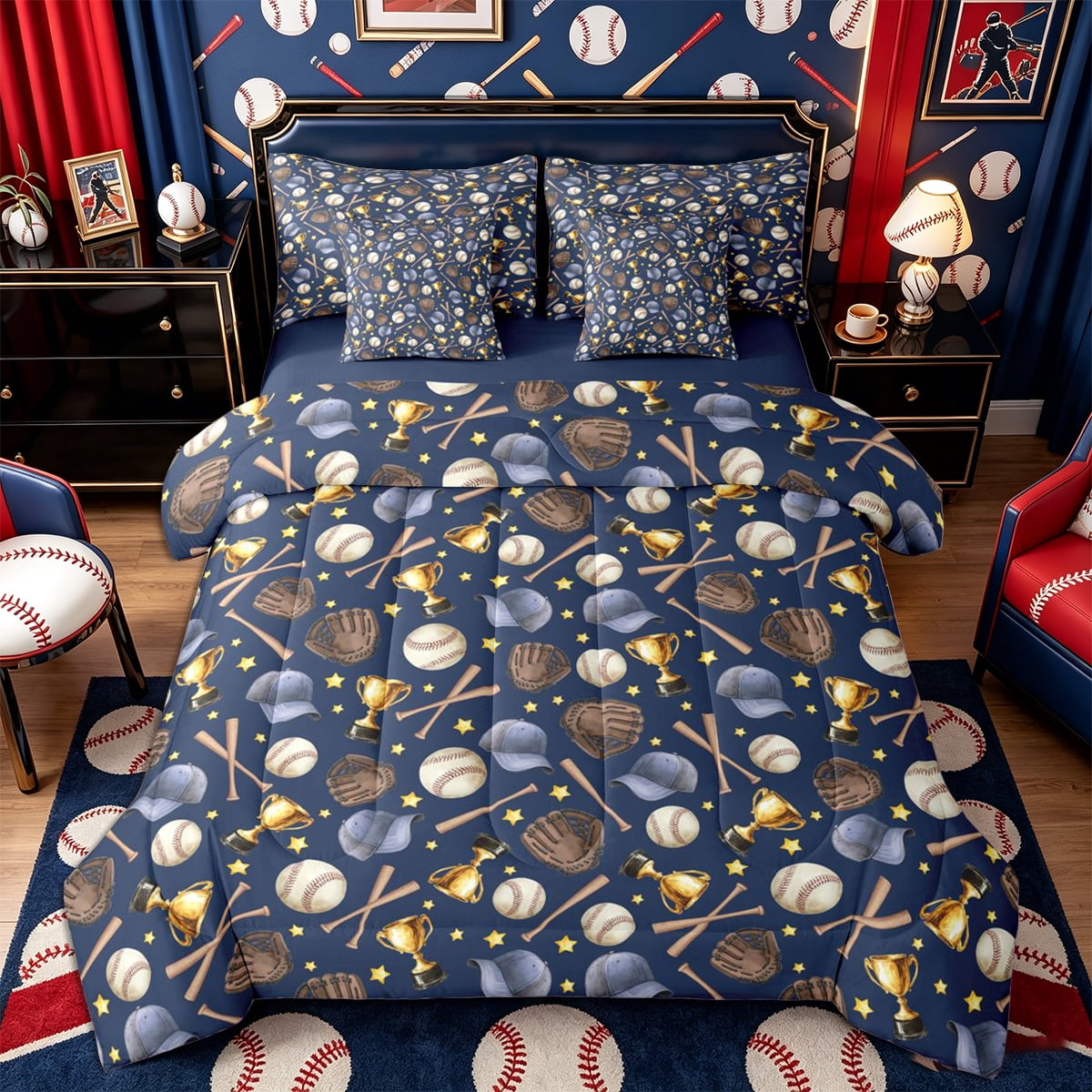 Castle Fairy Baseball Gloves Bat Queen Bedding 7pcs, Sport Theme ...