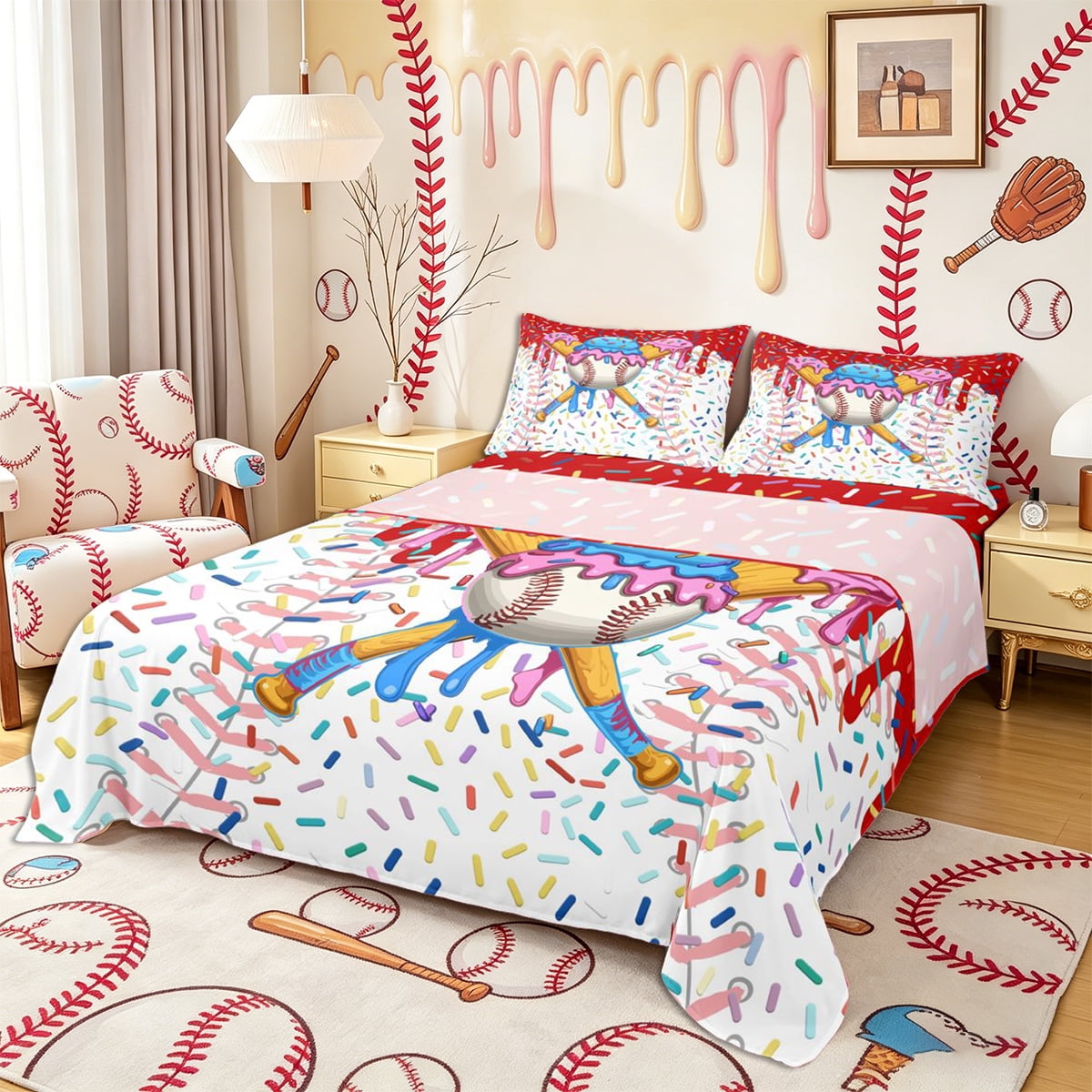 Castle Fairy Baseball Ice Cream King Sheets 4pcs, Sport Theme Dessert ...