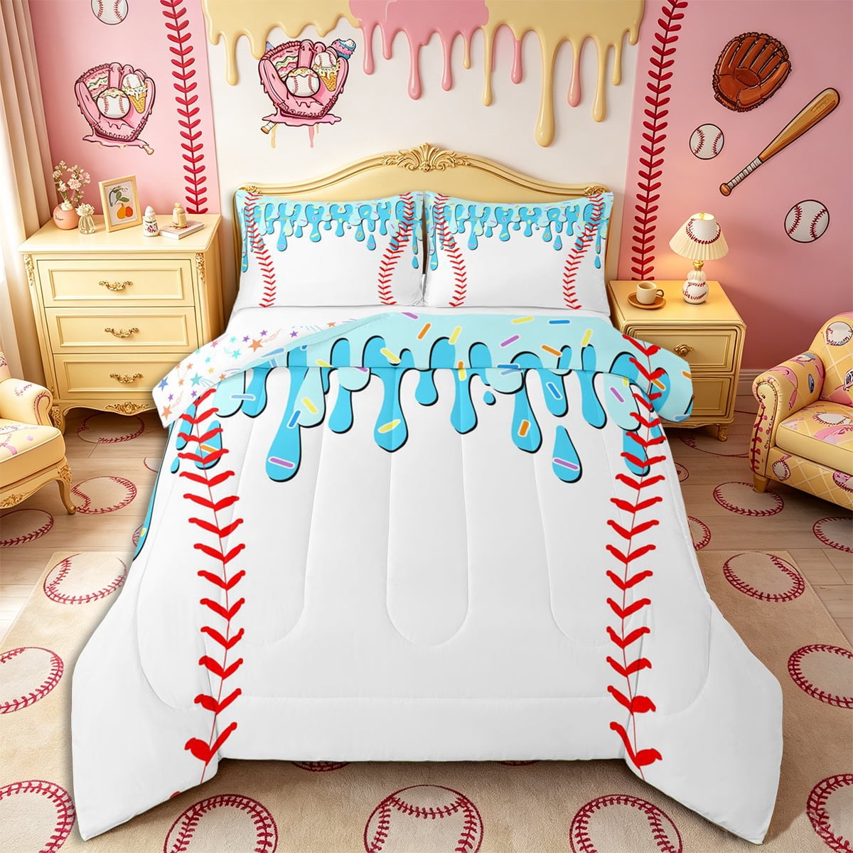 Castle Fairy Baseball Ice Cream King Size Comforter Sets 3pcs, Ball ...