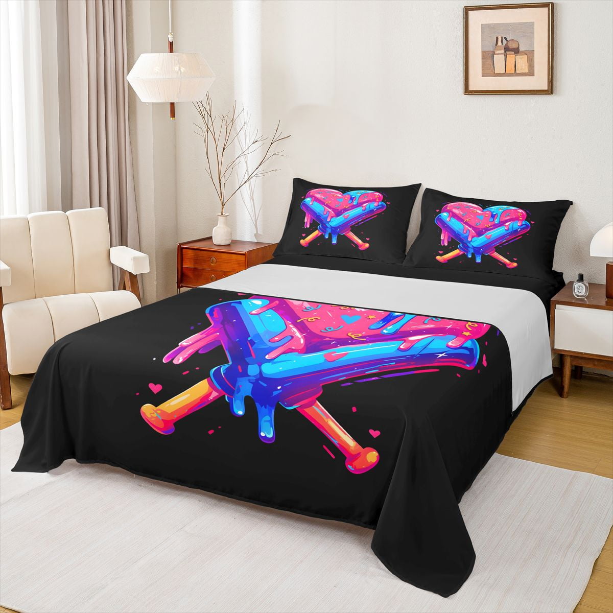Castle Fairy Baseball Print Bed Sheets for Kids Boys Girls,Graffiti ...