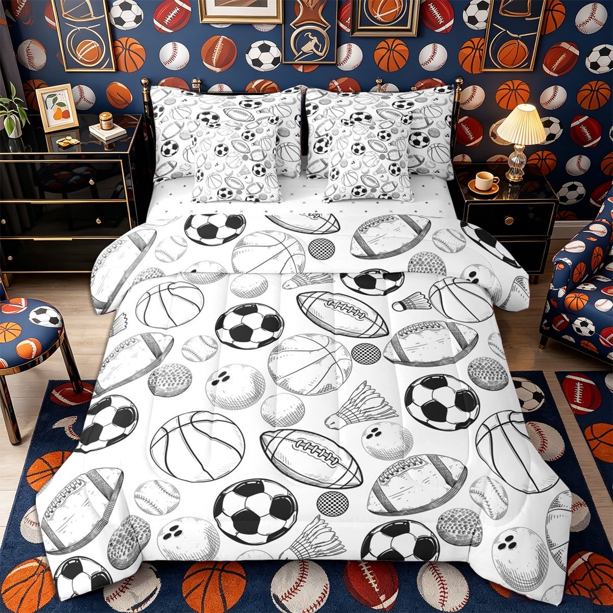 Castle Fairy Basketball Football Soccer King Bedding 7pcs, Sport Theme ...