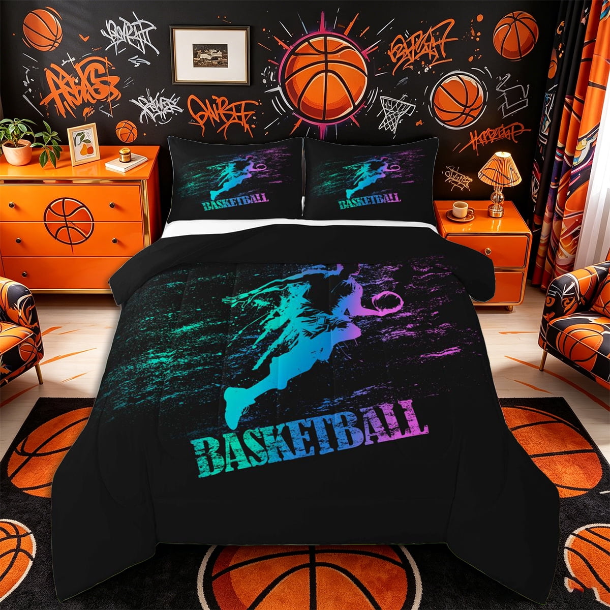 Castle Fairy Basketball Splash King Size Comforter Sets 3pcs, Sport ...