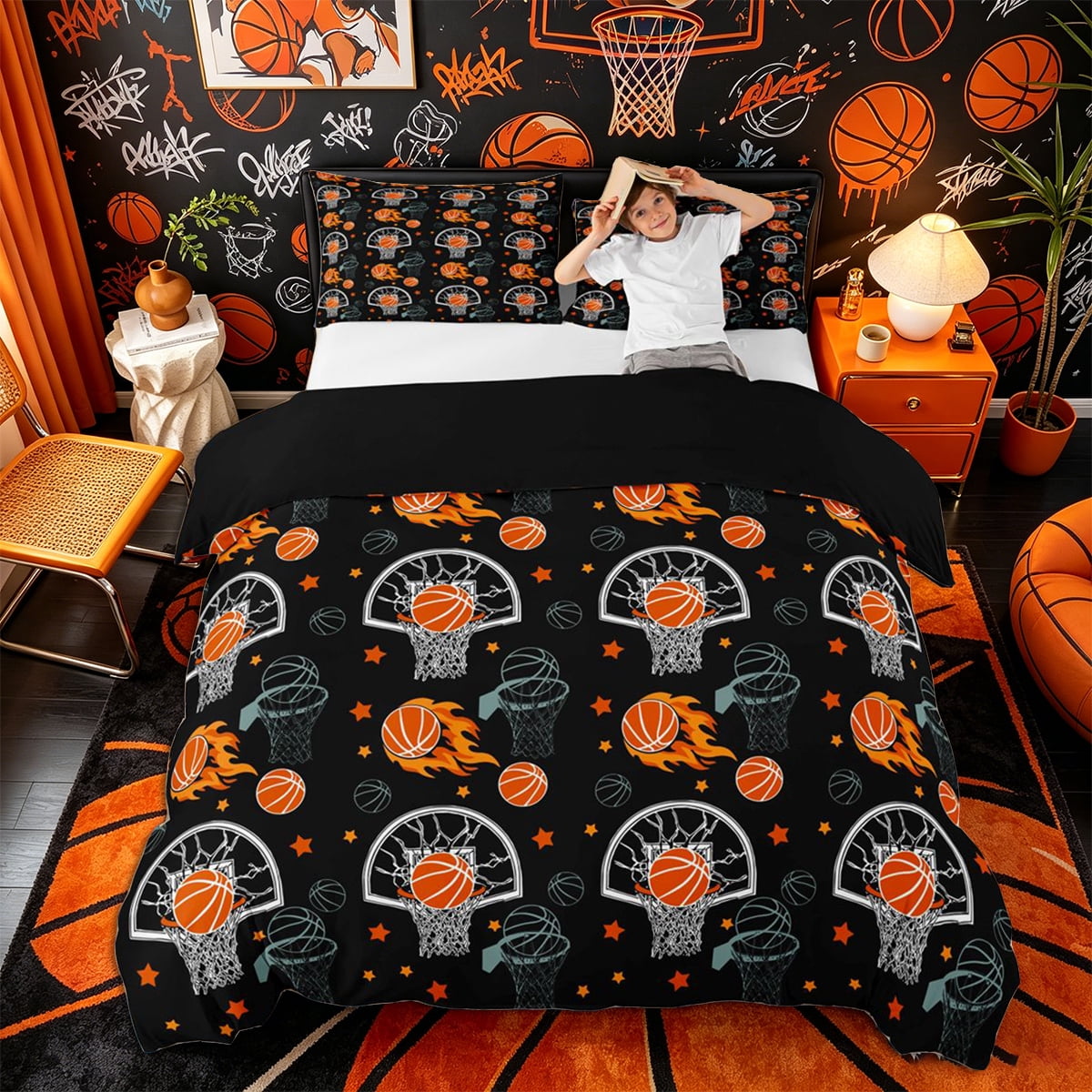 Castle Fairy Basketball Stars Print Bedding, Sport Theme Duvet Cover ...