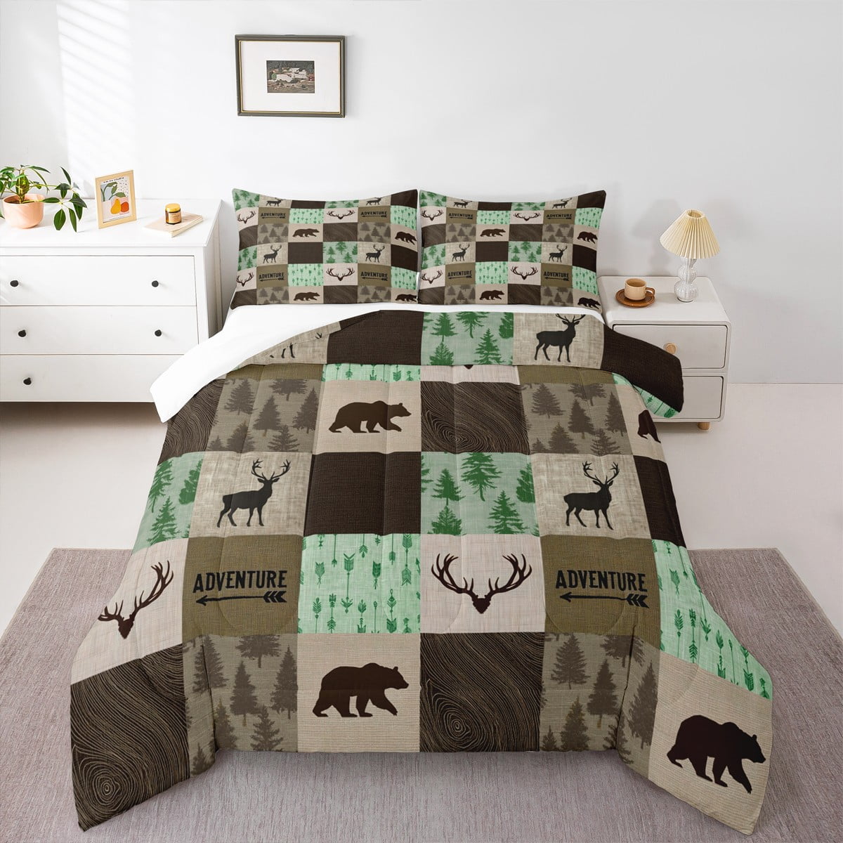 Castle Fairy Bear Deer 2pcs Bedding Comforter Set,Woodland Animal Twin ...