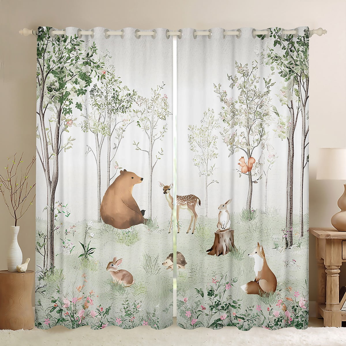 Castle Fairy Bear Squirrel Deer Black Out Curtains,Animal Curtains Pack ...