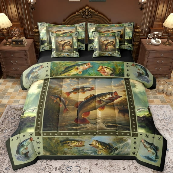 Castle Fairy Big Bass Fish Bedding Comforter Set 7pcs for Female Men ...