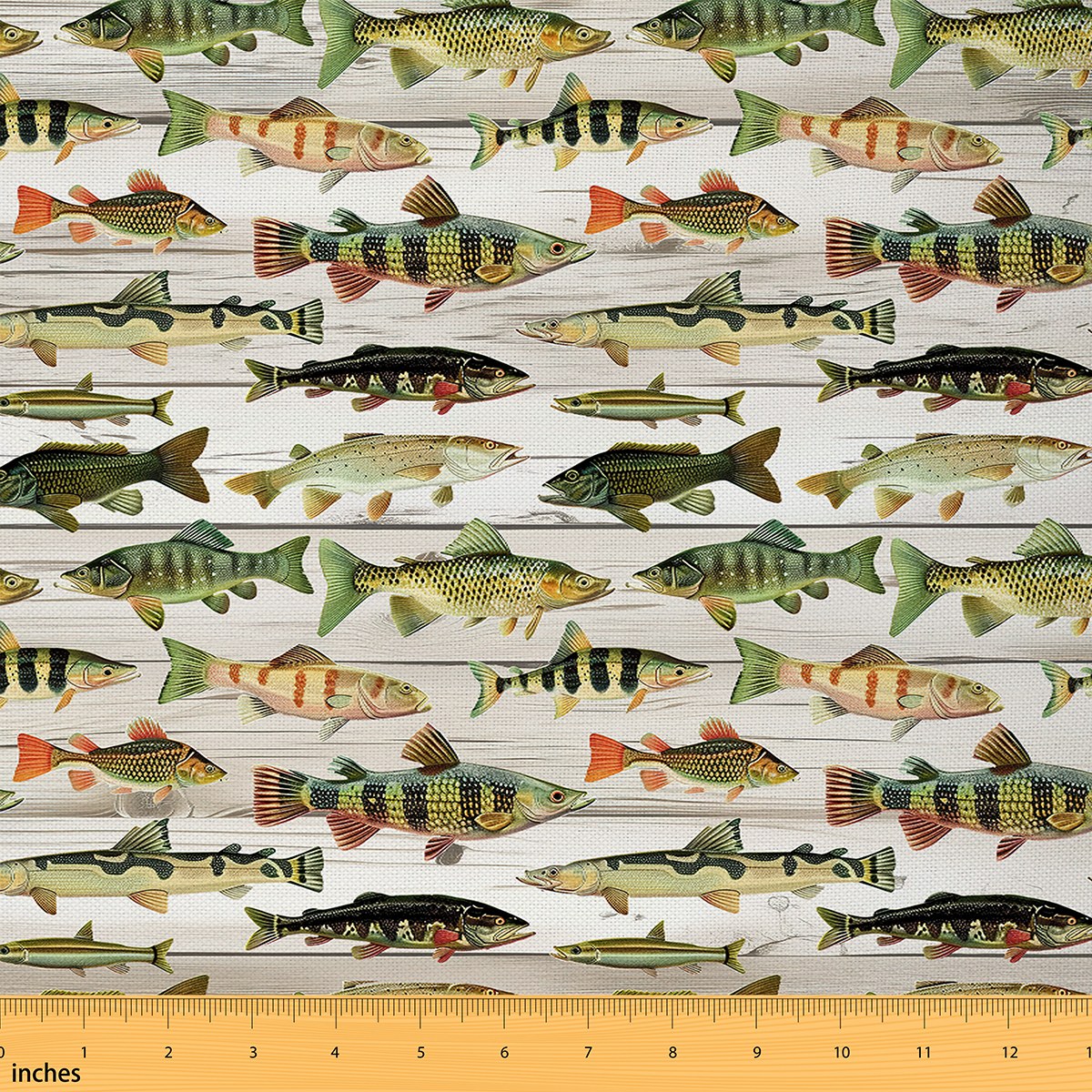 Castle Fairy Big Bass Fish Boy Fabric by the Yard 3 Yards,Lodge Cabin ...