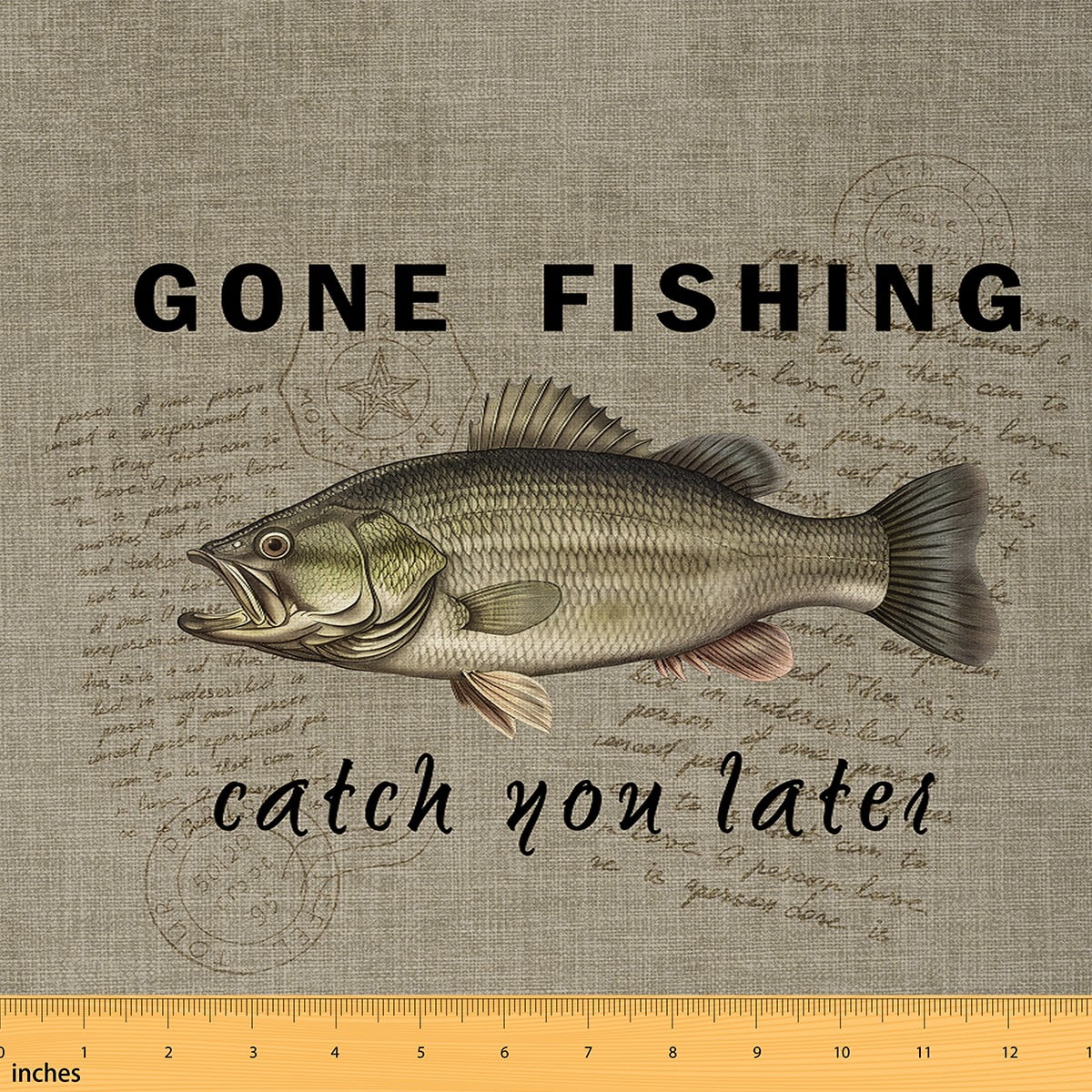 Castle Fairy Big Bass Fish Fabric by the Yard 5 Yards for Boys,Rustic ...