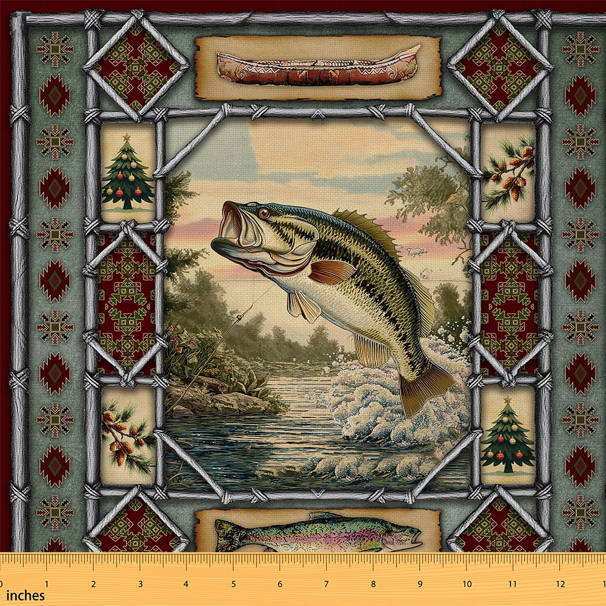 Castle Fairy Big Bass Fish Fabric by the Yard 5 Yard,Hippie Aztec ...