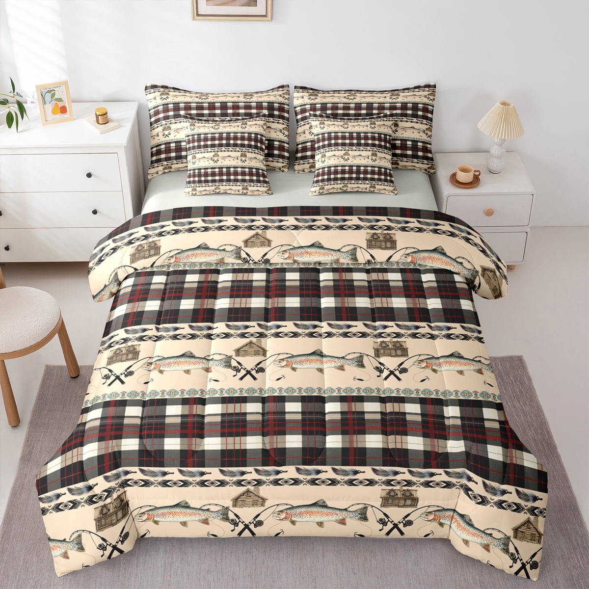 Castle Fairy Big Bass Fish Fishing Bedding Comforter Set 7-Piece for ...