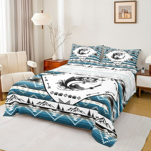 Castle Fairy Big Bass Fish Full Size Sheets 4-Piece for Boys Girls ...