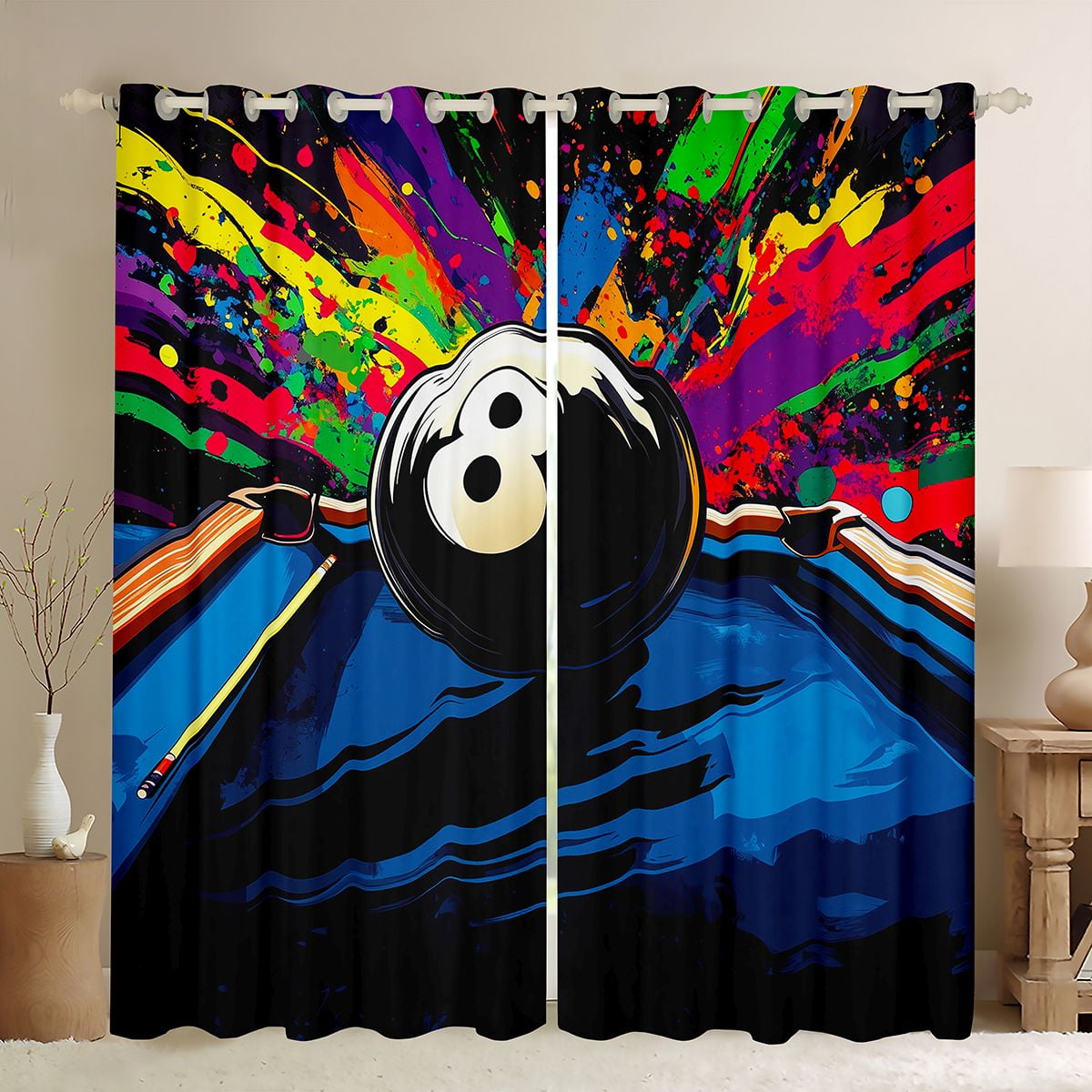 Castle Fairy Billiards Print Black Out Curtains,Snooker Curtains Pack ...