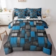Castle Fairy Black Blue Grid Bedding Comforter Set,Futuristic Cubes ...