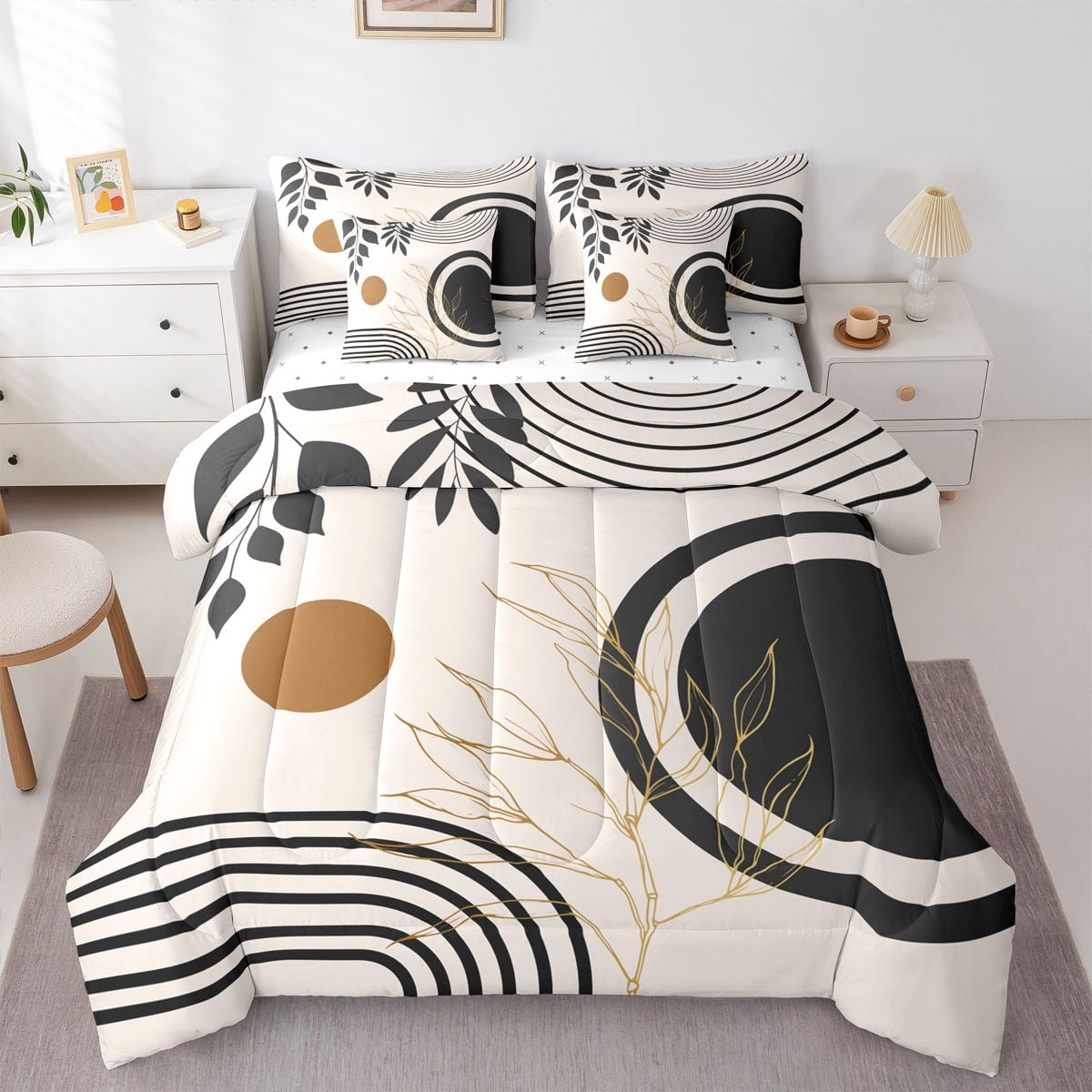 Castle Fairy Black Brown Stripes Bedding Comforter Set,Vintage ...