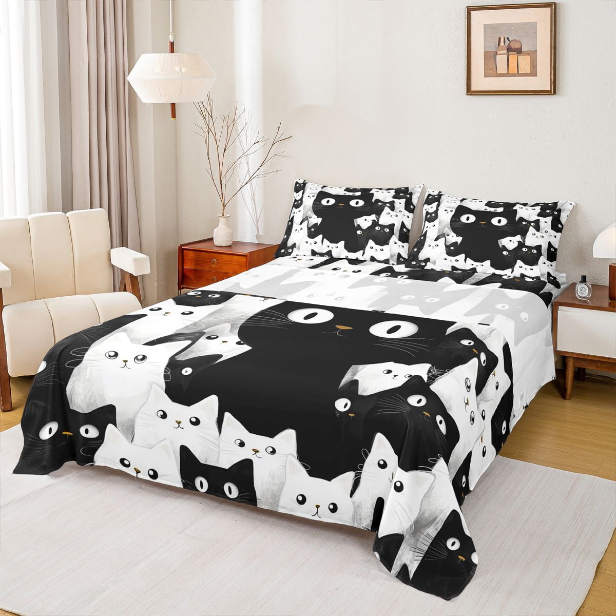 Castle Fairy Black Cats Queen Sheet Sets for Kids Children,Kawaii Pet ...
