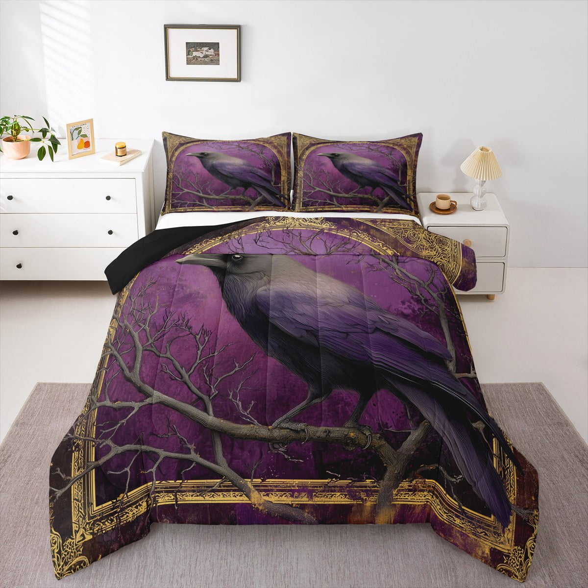 Castle Fairy Black Crow Twin Comforter Sets,Vintage Gothic Style ...