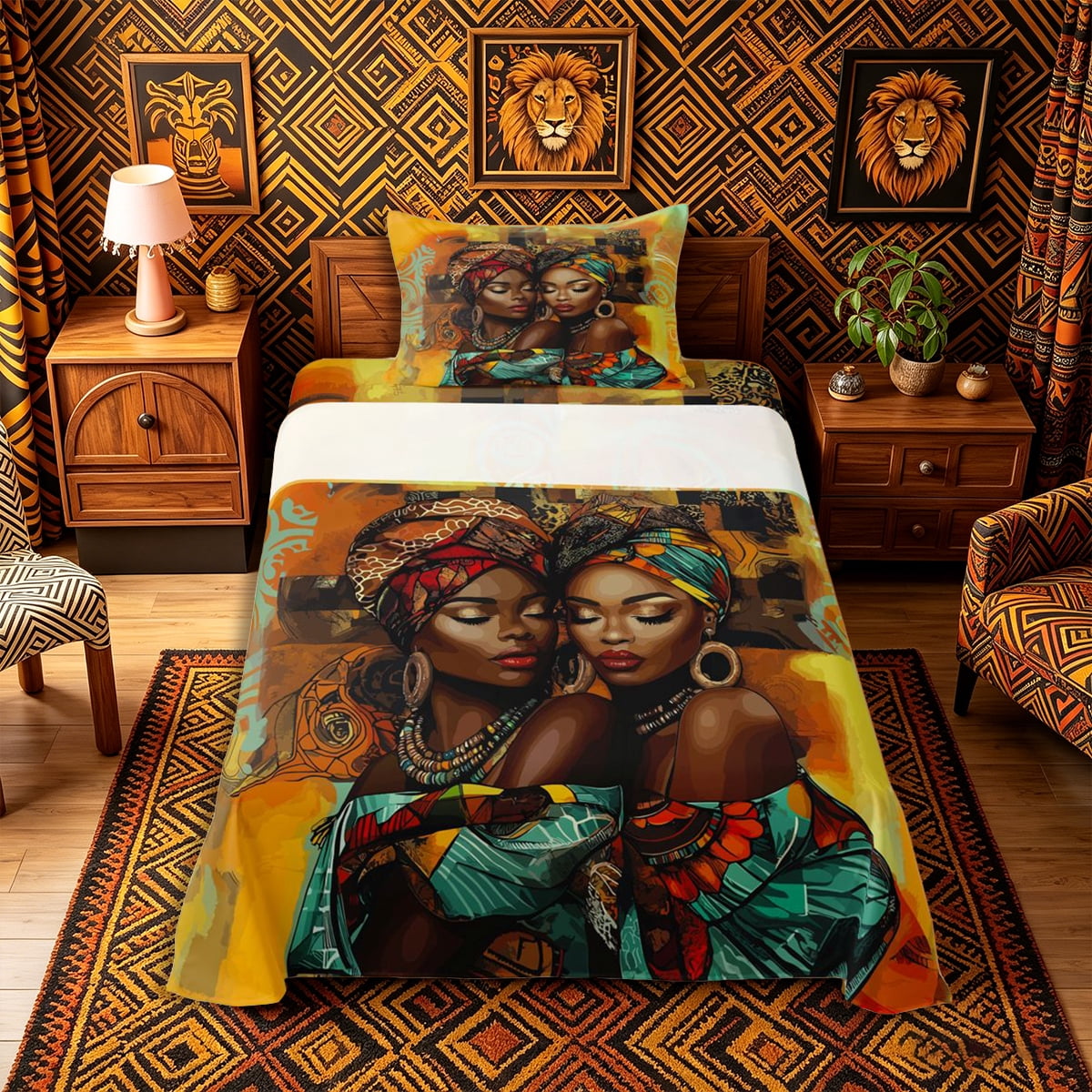 Castle Fairy Black Girls Twin Sheets 3pcs,Abstract Swirl Background ...