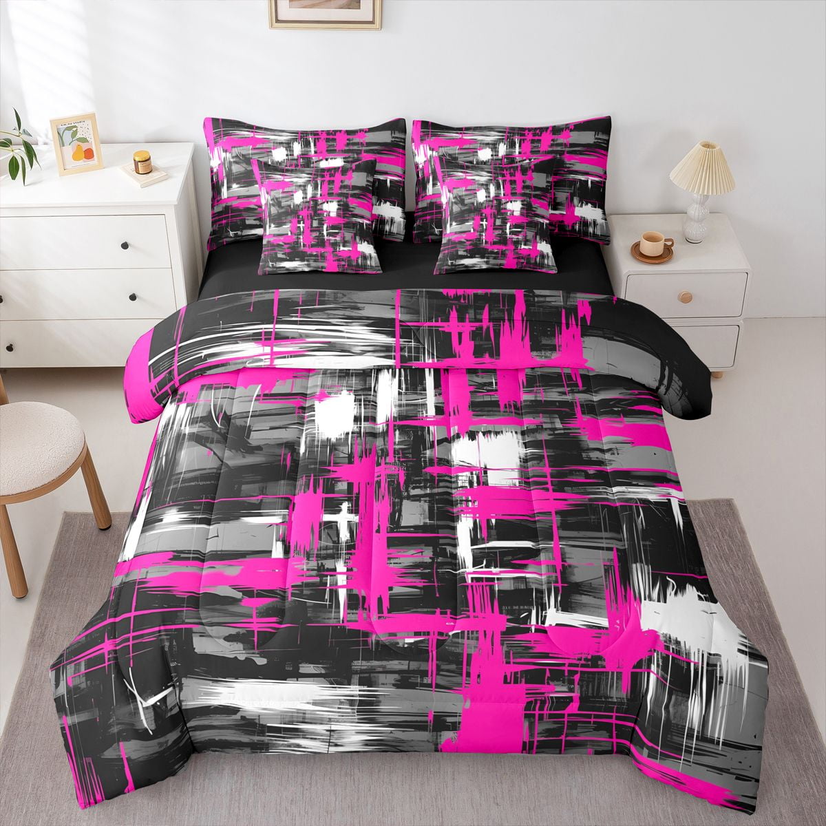 Pink And Black Comforter