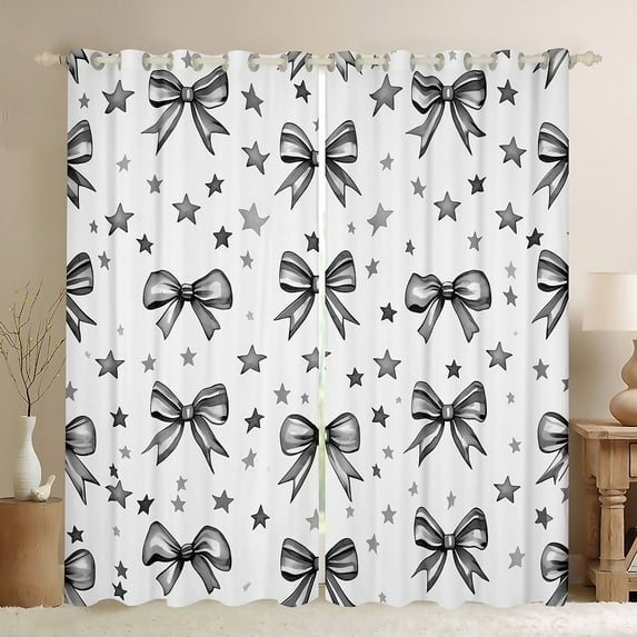 Castle Fairy Black Ribbon Bow-Tie Black Out Curtains for Kids Girls ...